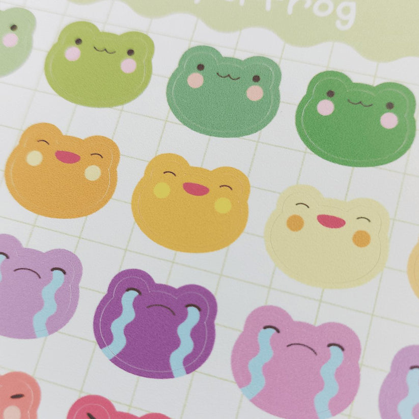 "Colourful Frogs" Mood Tracker / Planner stickers sheet – Paperfrog
